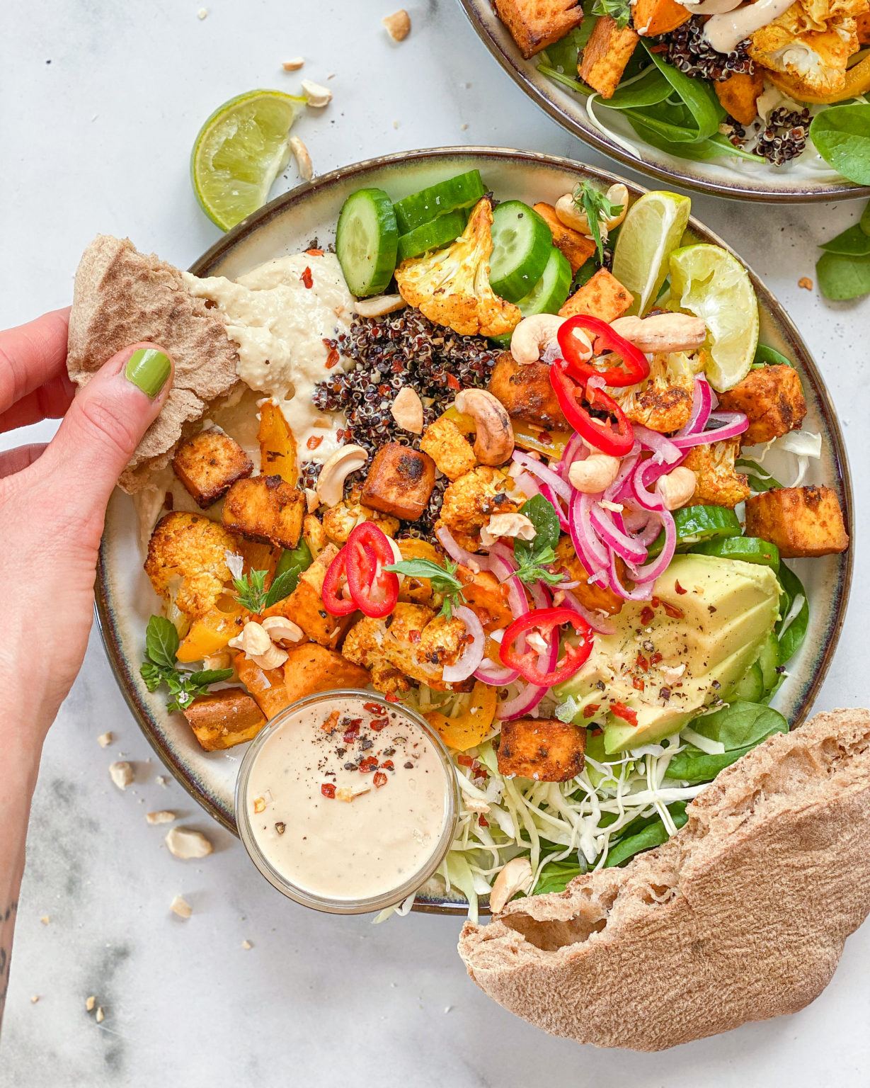 Vegansk Shawarma Tofu og Grønt - Marineret tofu bagt i ovn