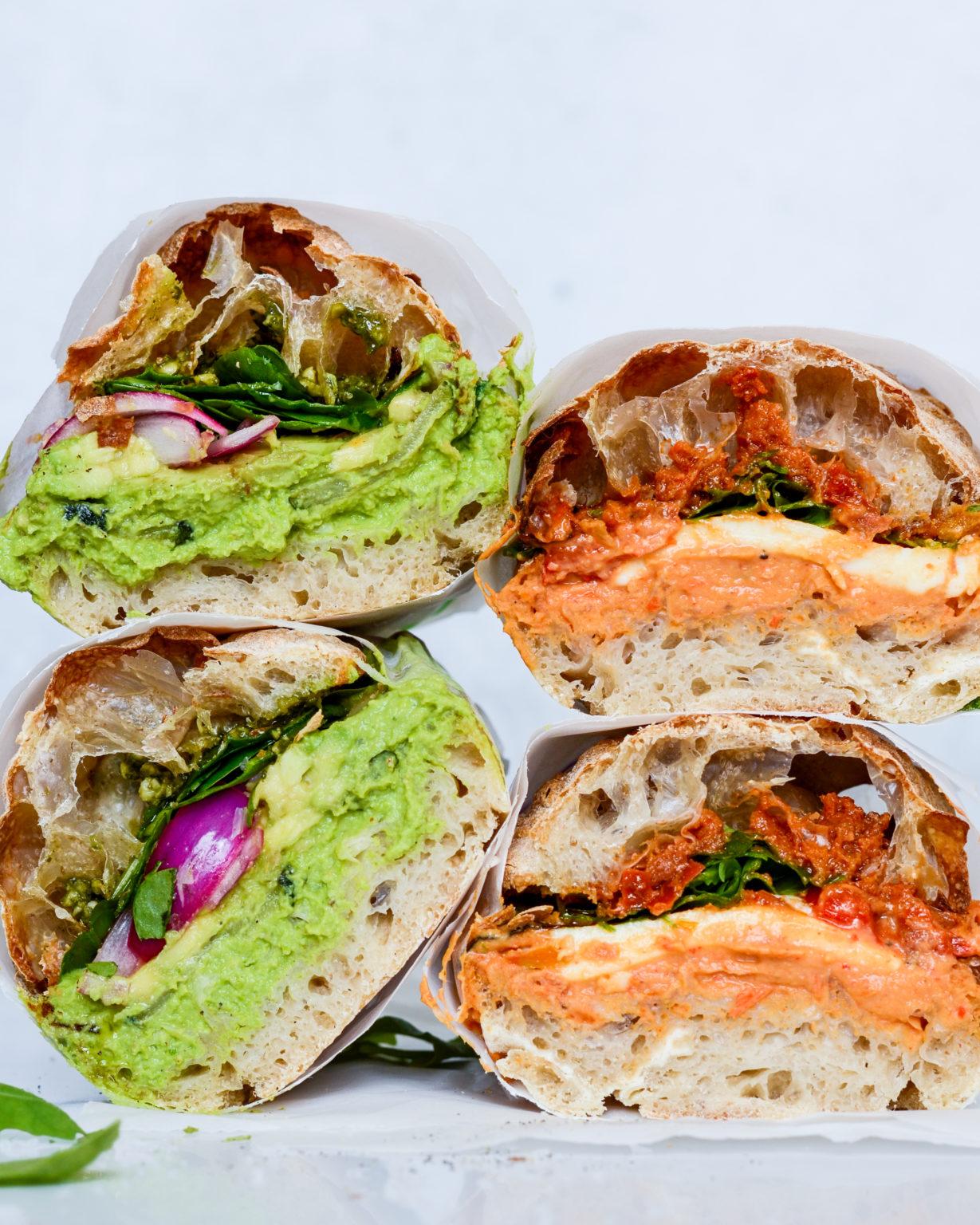 2 X Vegetar sandwich - Sandwich opskrift med pesto og grønt
