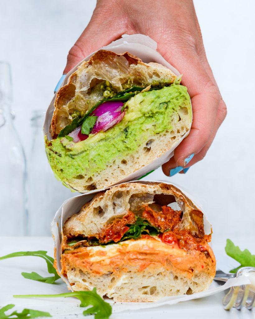 2 X Vegetar sandwich - Sandwich opskrift med pesto og grønt