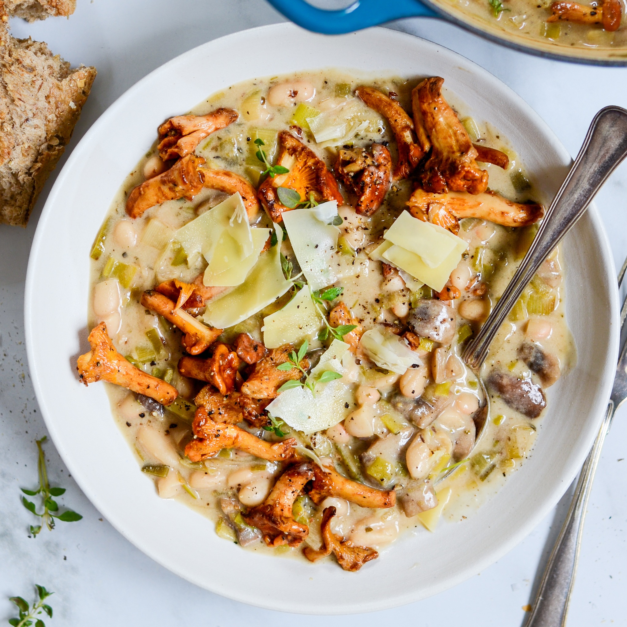 Svampe stroganoff - Vegetarisk gryderet med svampe og bønner